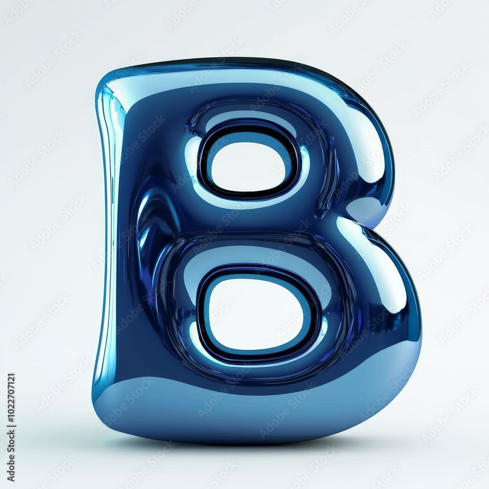Shiny Blue Letter B: A Striking Example of Modern 3D Design and ...