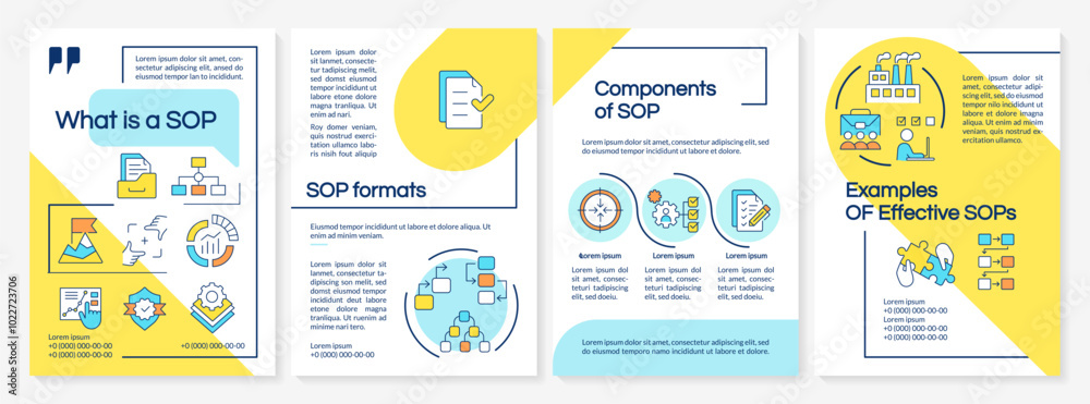 Standard operating procedure blue and yellow brochure template. Leaflet ...