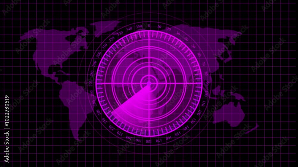 Radar HUD map Screen Animation 4K. Motion graphic of colorful sonar ...