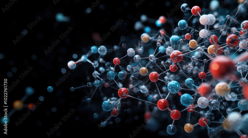 Abstract Depiction Of Molecular Structures Representing Drug
