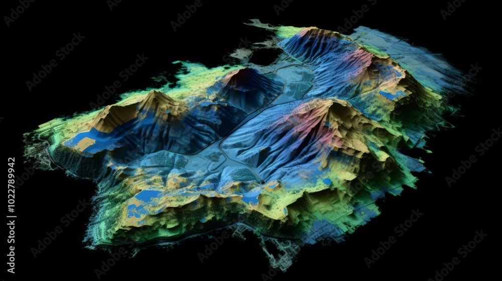DEM digital elevation model. GIS lidar product made after proccesing ...