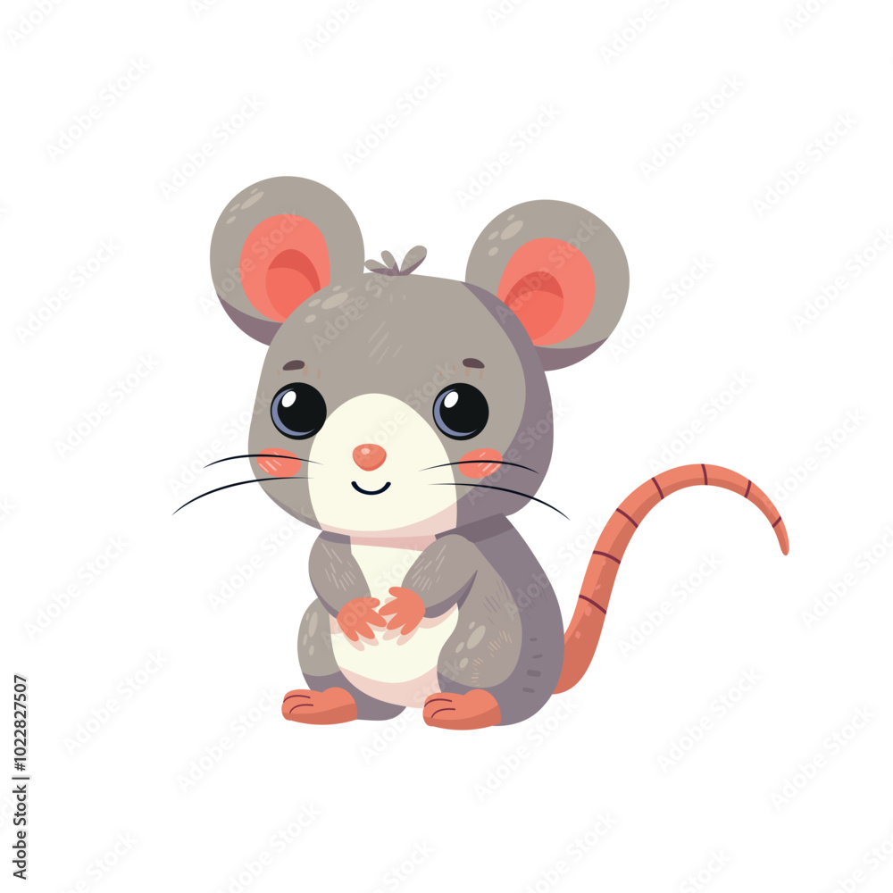 Rat cute childish cartoon illustration. Vector clip art rat isolated on ...