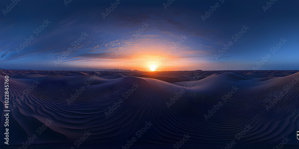 Sahara Dunes at Dawn: Perfectly Aligned HDRI Equirectangular Photo with ...