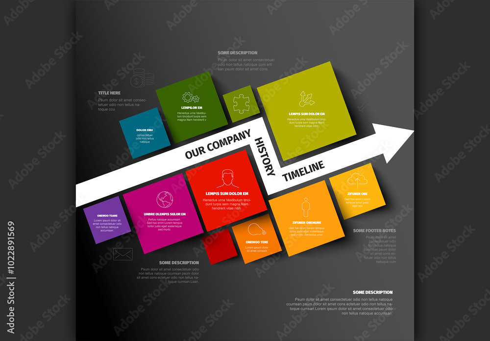 Multipurpose diagonal rainbow mosaic infographic timeline template made ...