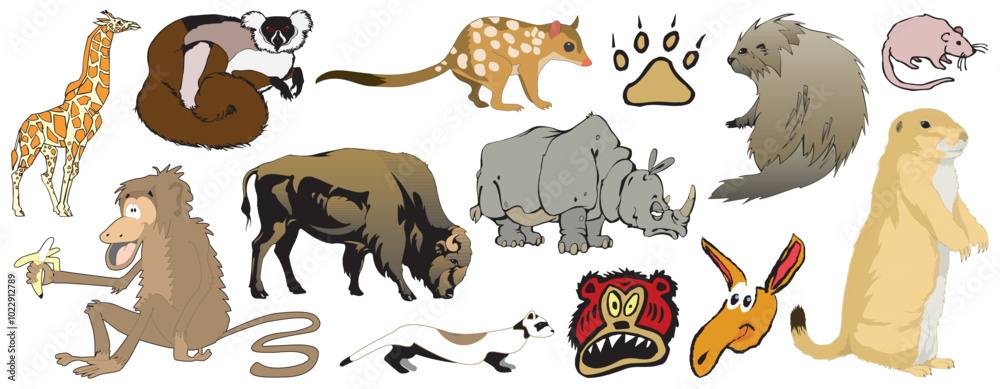 Diverse Creatures A World of Wildlife giraffe lemur wombat paw print ...