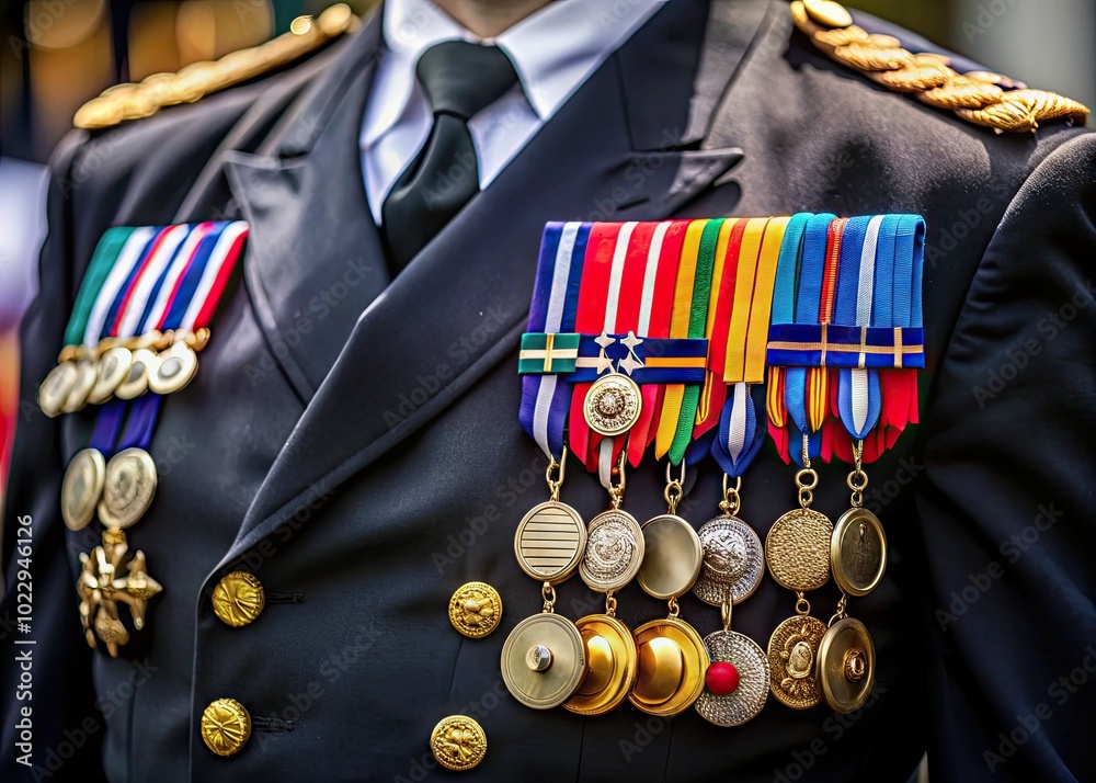Navy Awards and Decorations Displayed on Uniform, Showcasing Military ...