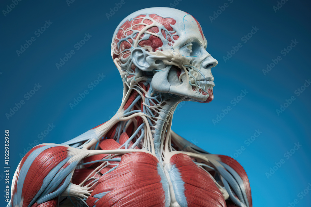 Anatomical model of human head and neck muscles. Stock Illustration ...