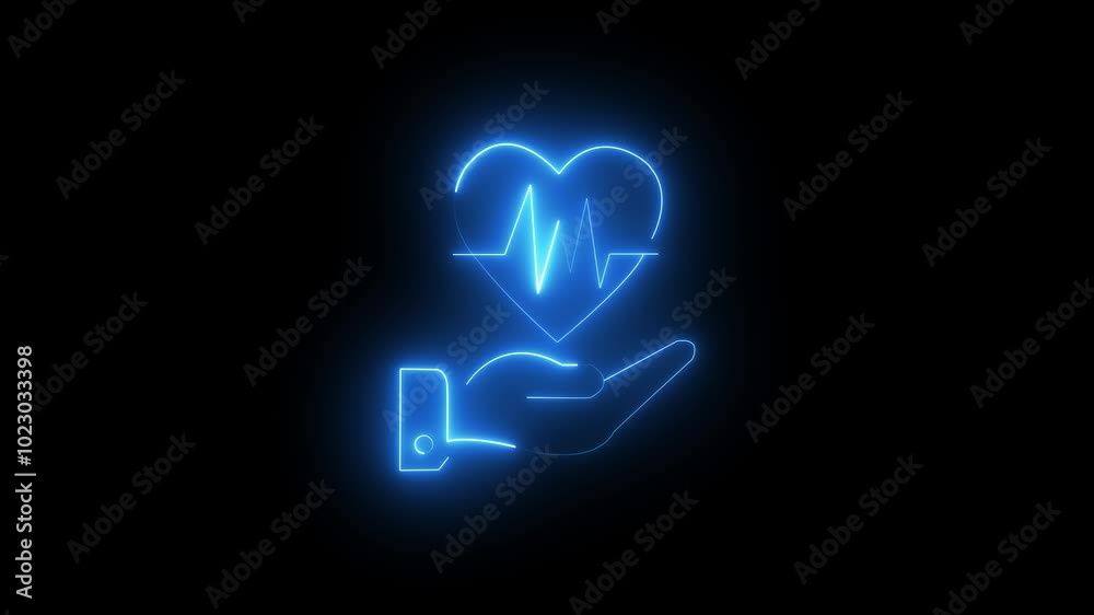 hands holding heart icon with heart beat rate. Concept for prevent ...