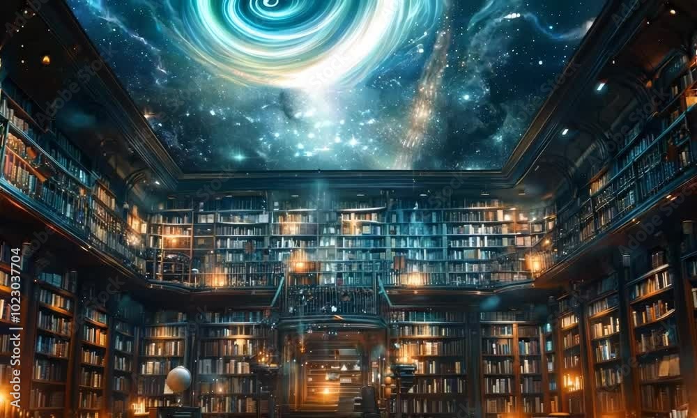 Futuristic libraries with digital archives and AI assistance ...