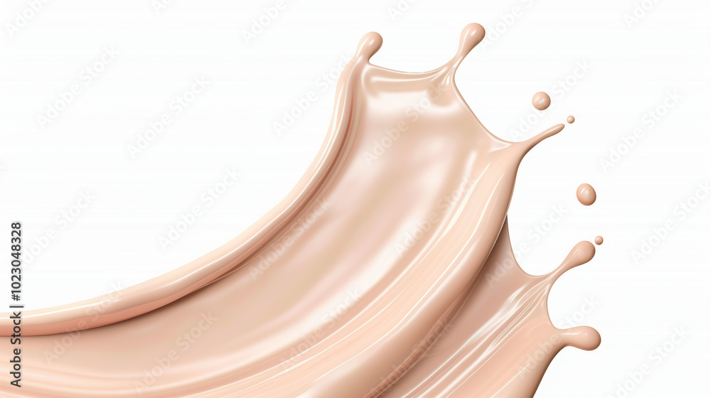 Liquid Foundation Splash: Elegant beige liquid foundation swirls in a ...
