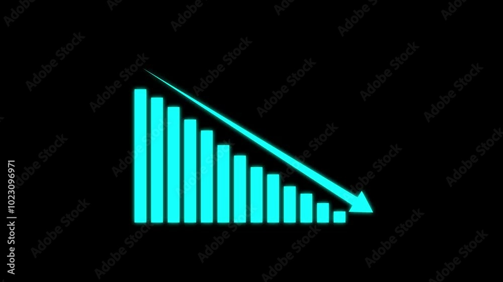 Abstract decreasing business graph chart animation background. down ...