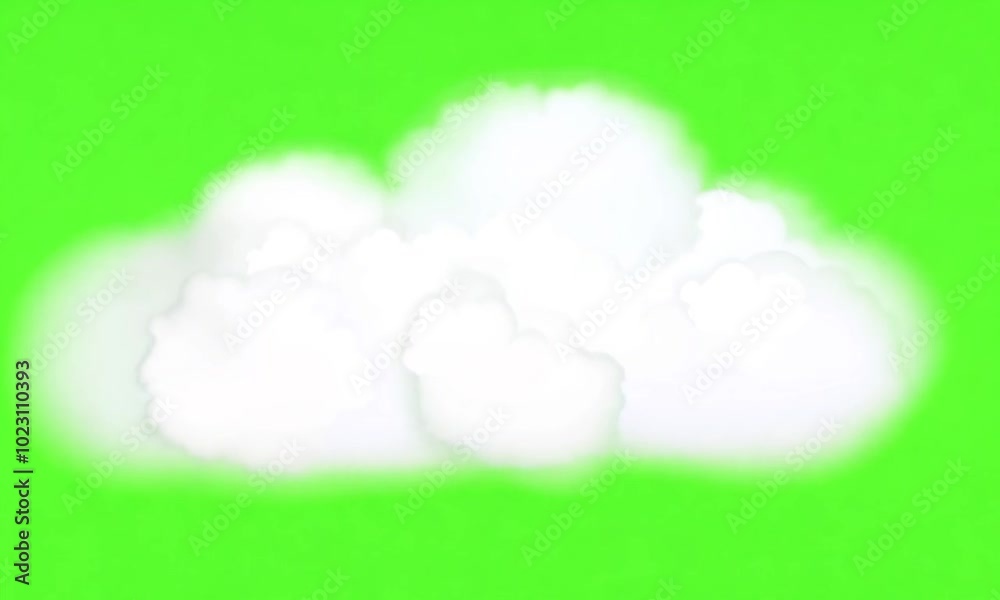 White Clouds Motion Graphics on Green Screen. Clouds animation moving ...