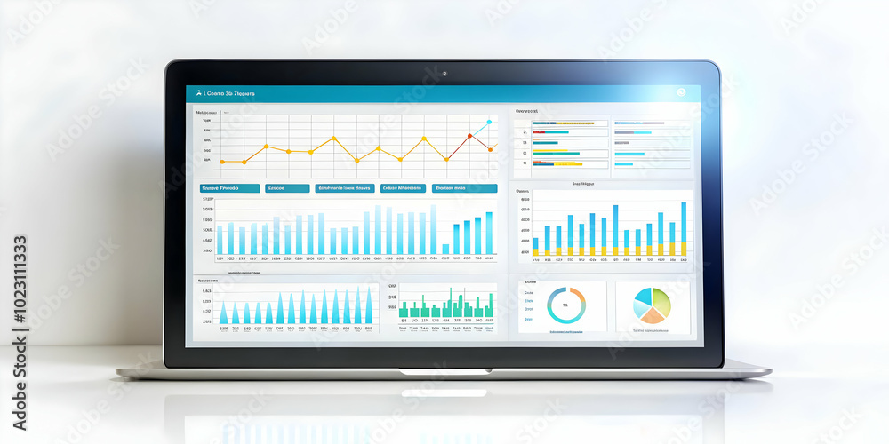 Flat Glowing Abstract Marketing Dashboard with Interactive Data Streams ...