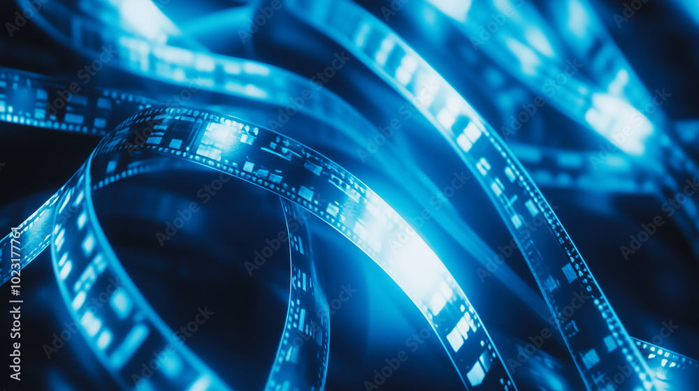 Stunning digital background featuring blue and black film strips ...