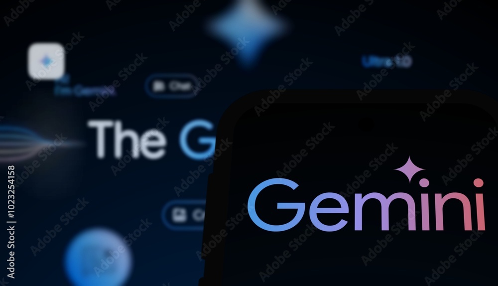 Google Gemini large language model Logo is displayed on smartphone ...