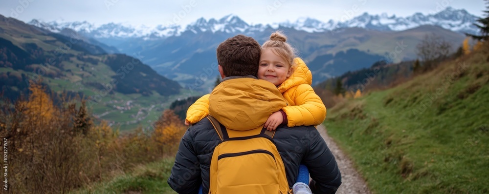 Romantic Couple Enjoying a Piggyback Ride on a Mountain Trail with ...