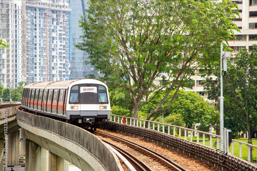 A Train Of Singapore's Mass Rapid Transit (MRT) Metro System. The MRT ...