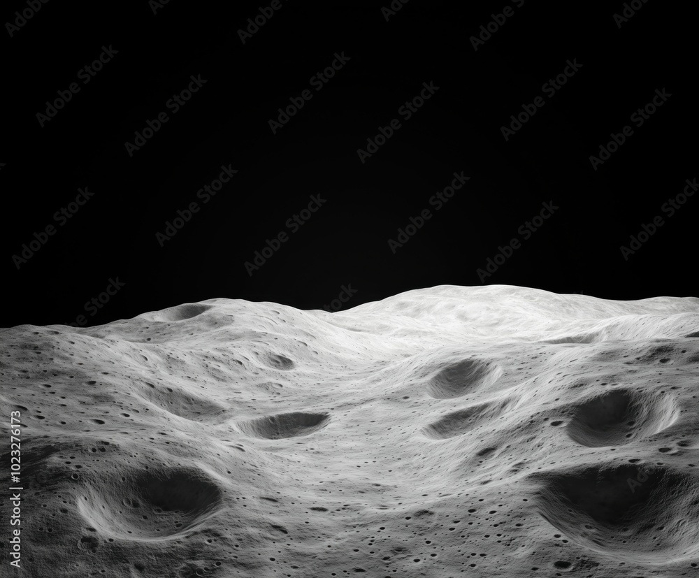 Detailed black and white surface of the Moon showing craters on an all ...