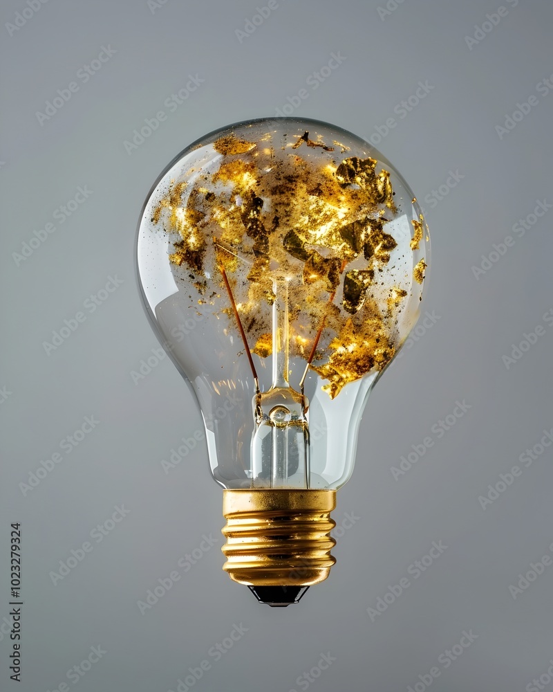 Liquid Gold Filled Light Bulb Representing the Precious Nature of a ...