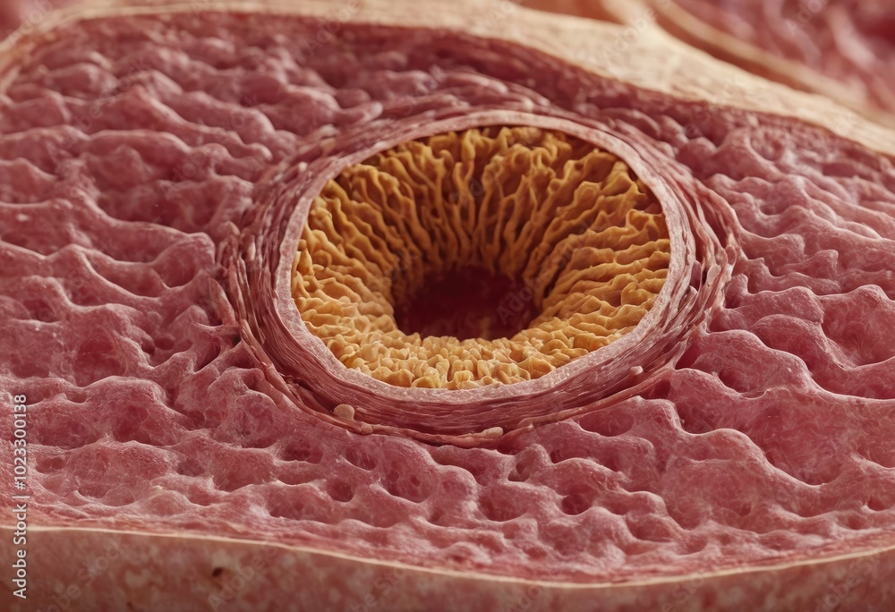 A Detailed Cross Section Of Skin Showing Fat Cells In The Subcutaneous Layer With A Textured