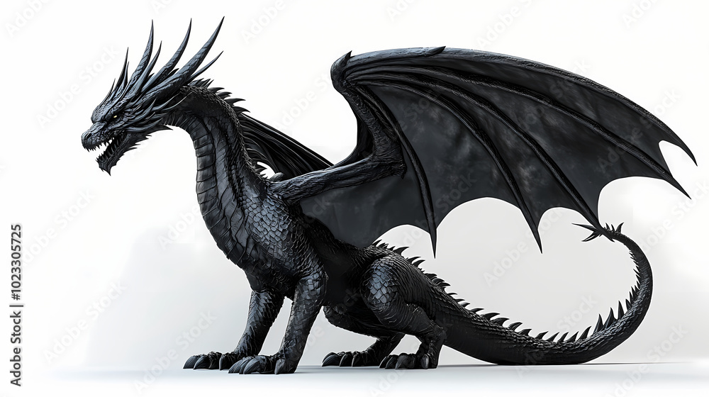 Colossal black fantastic dragon. fantasy monster. generate ai. Shadow ...