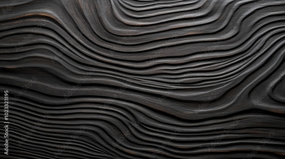 Black ebony wood texture with smooth grain lines and subtle variations ...