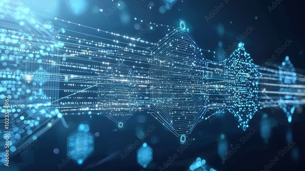 Futuristic 3D Cyber Security Engineering scene showcasing data ...