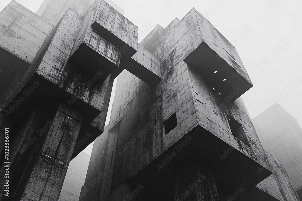 Futuristic Dystopian Brutalist Skyscraper Design Showcasing Monolithic ...