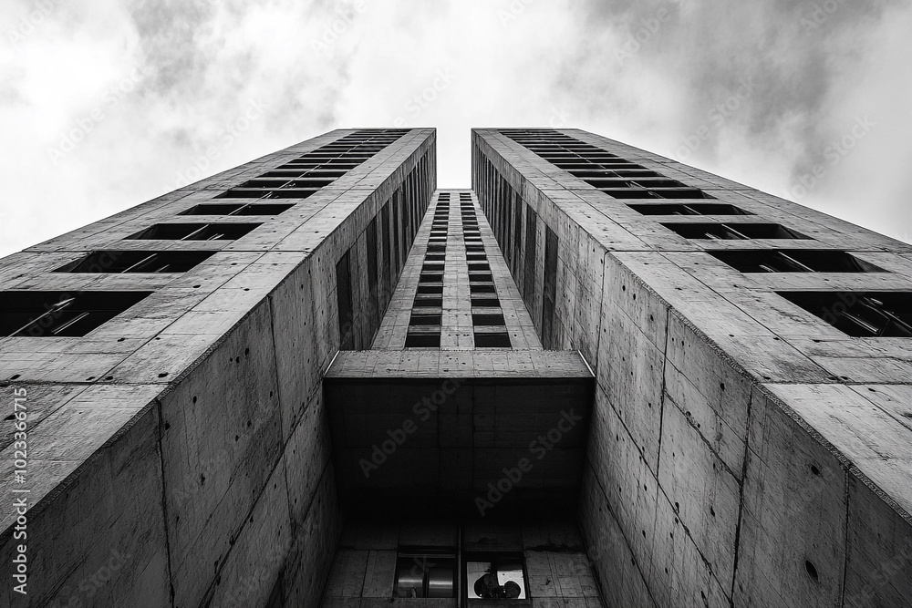 Futuristic Dystopian Brutalist Skyscraper Design Showcasing Monolithic ...