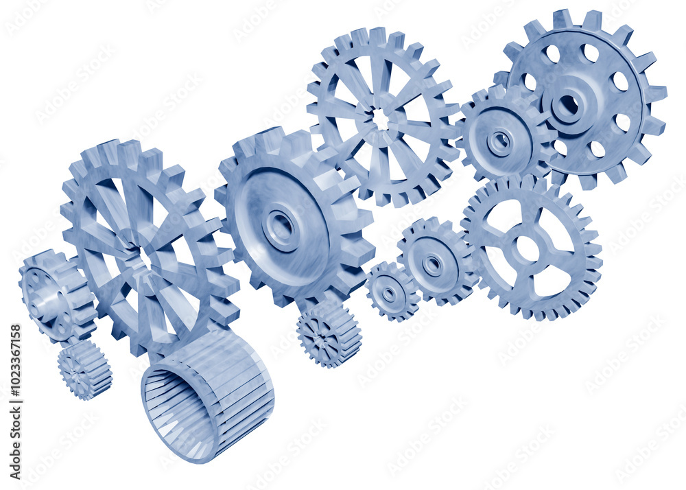Explore Axonometric Floating Gears Cogs Mechanic system in Motion ...