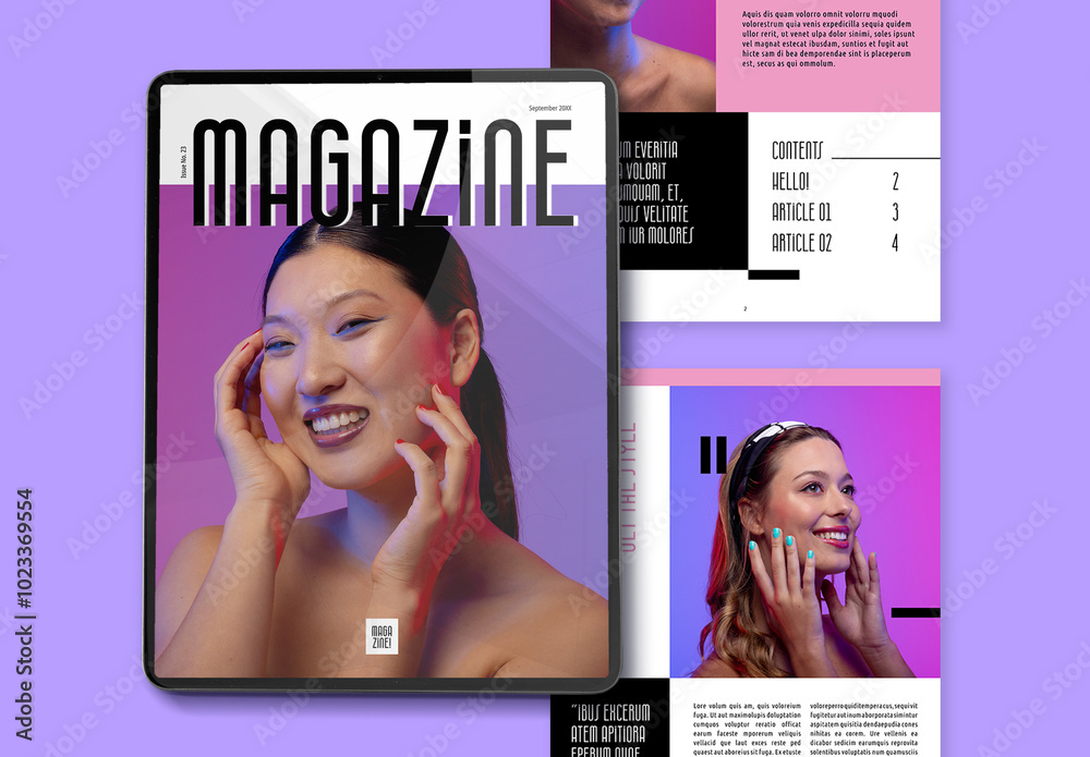 Bright and Modern Lifestyle Digital Magazine Layout Stock Template ...