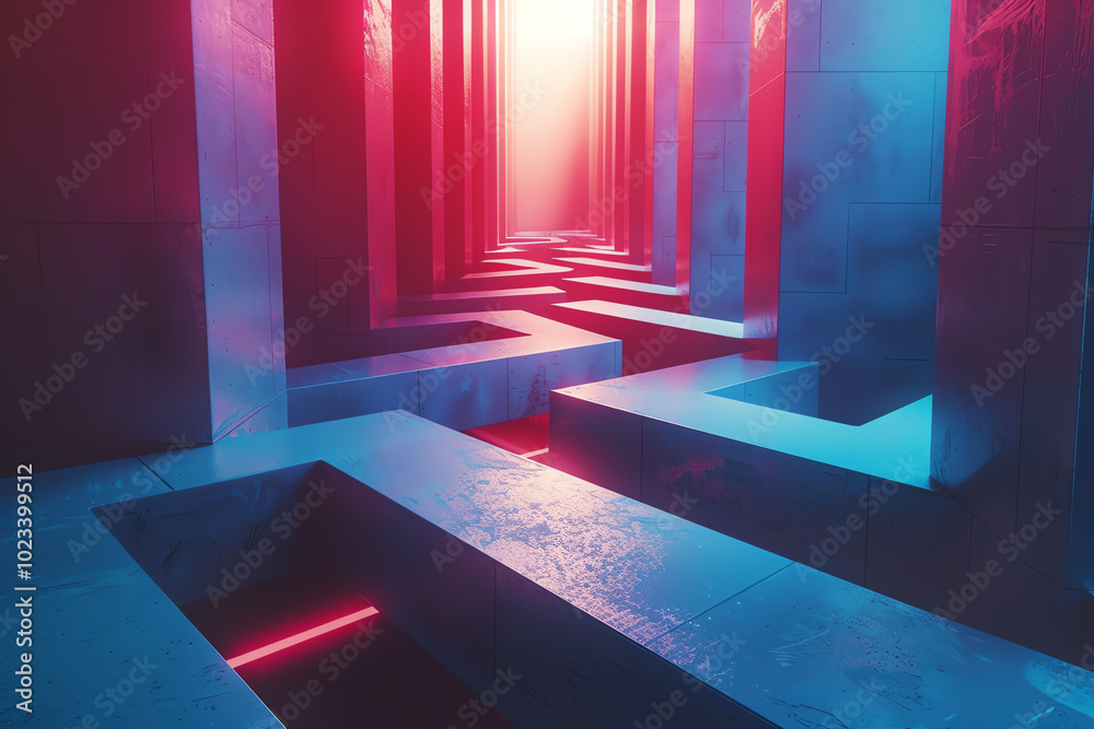 Explore minimalism with a glitched maze representing the twists of the ...