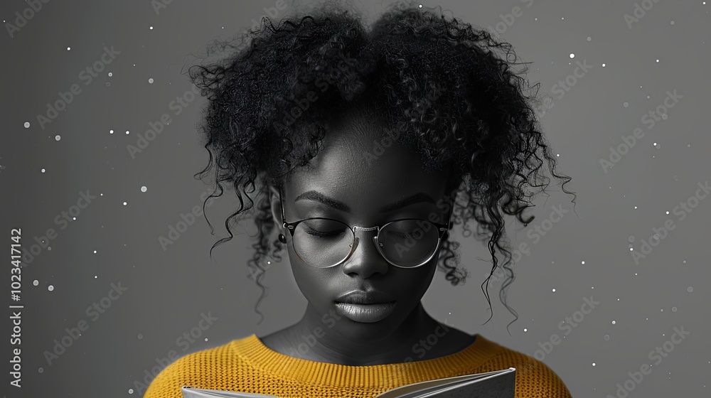 Reading is fundamental. Dark-skinned woman, young girl reading a book ...