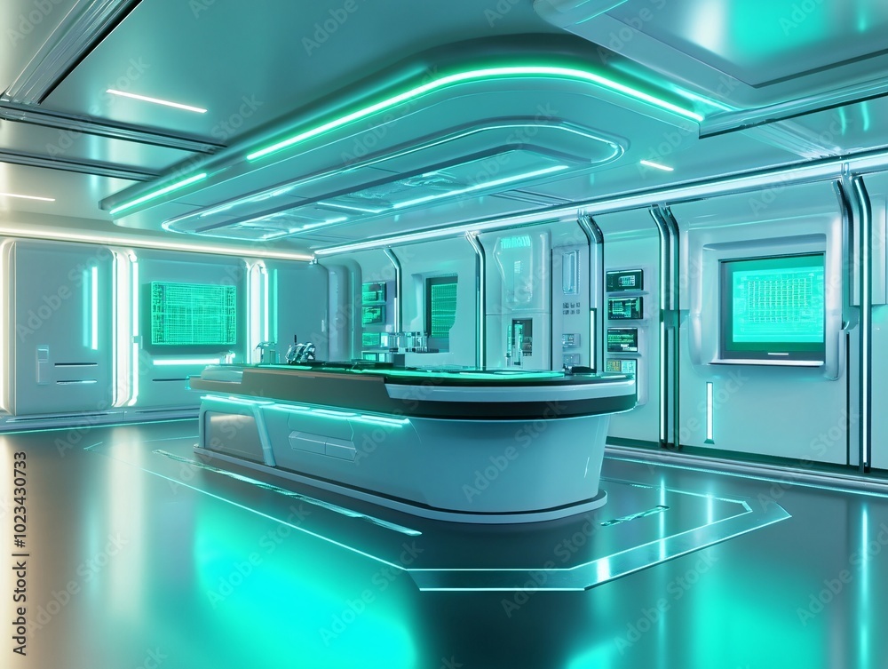 Explore a sleek and futuristic quantum computing lab environment with ...