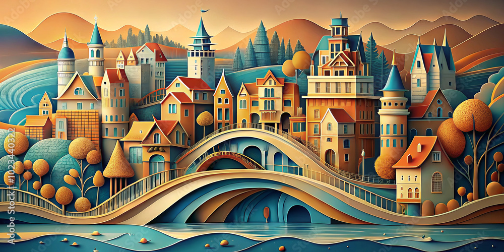 vibrant cityscape made of paper, showcasing intricate buildings and ...
