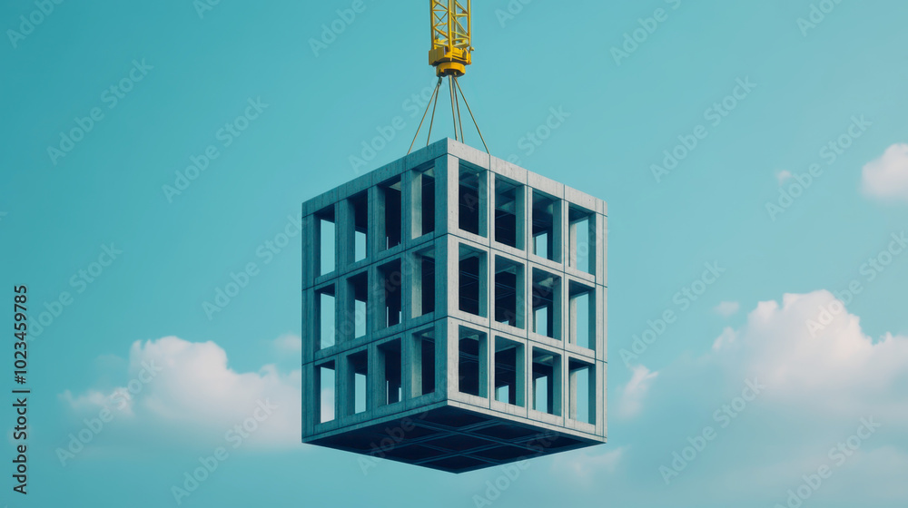 Modular skyscraper under construction, showcasing prefabricated ...