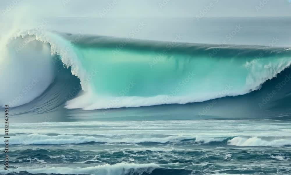 Incredible tube wave crashes and glimmers in the bright summer sunlight ...