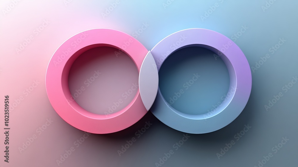 Interlocking circles in pink and blue hues, symbolizing connection and ...
