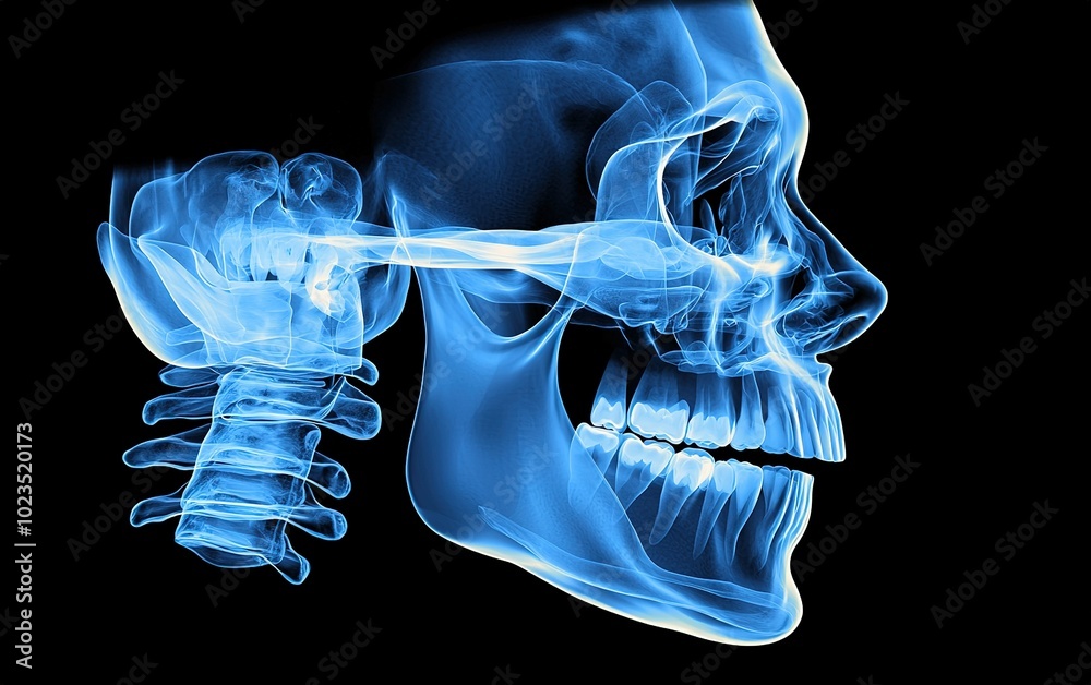 Photo & Art Print Detailed x-ray illustration showing the human skull ...