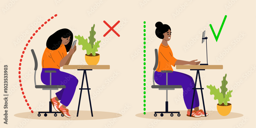 Correct good position vs bad incorrect posture for holding and talking ...