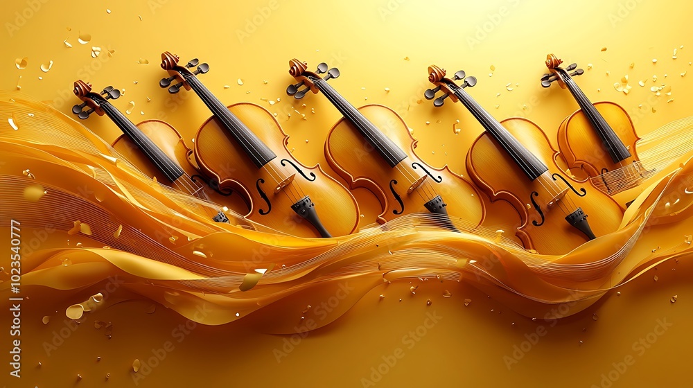 A detailed illustration of a string quartet, featuring violins, violas ...