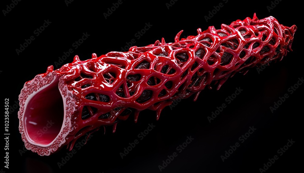 A 3D anatomical model of a coronary artery clogged with cholesterol ...