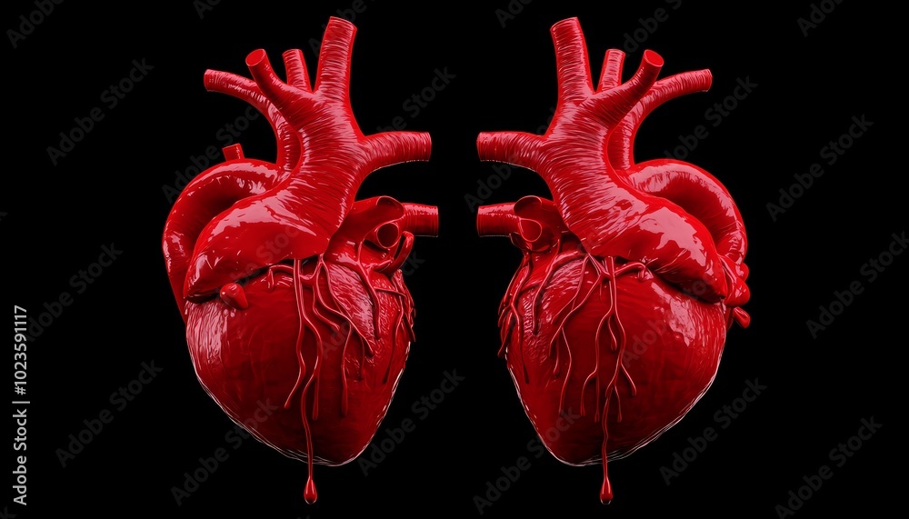 A dynamic 3D model of the heart, showing the left and right sides of ...