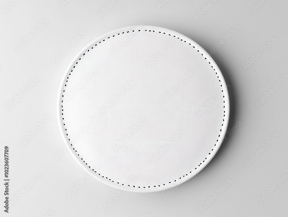 blank white round patch mockup, top view, 3d representation, clean ...