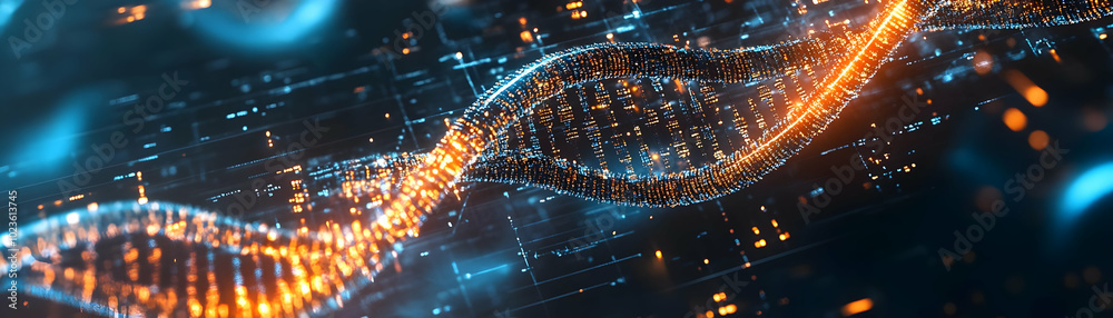 Holographic DNA Sequencing Concept: Close-up of Holographic Display ...