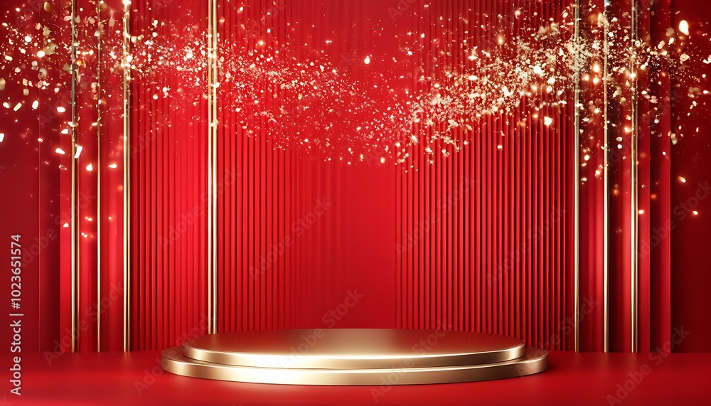 Festive Red and Gold Celebration Background with Particle Movement and ...