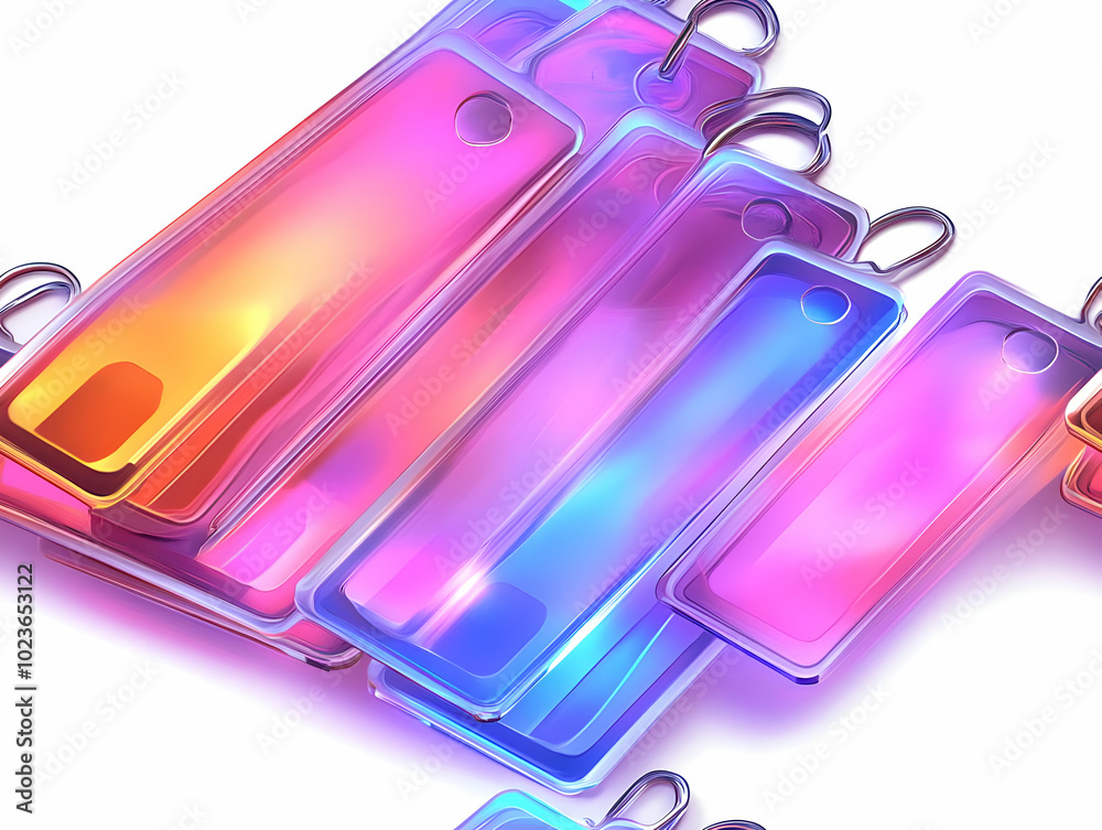 Flat Holographic Price Tag Concept - Extreme Close-Up of Futuristic ...