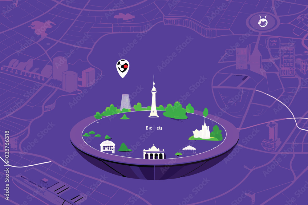 A detailed map showing the locations of soccer world cup venues. Stock ...