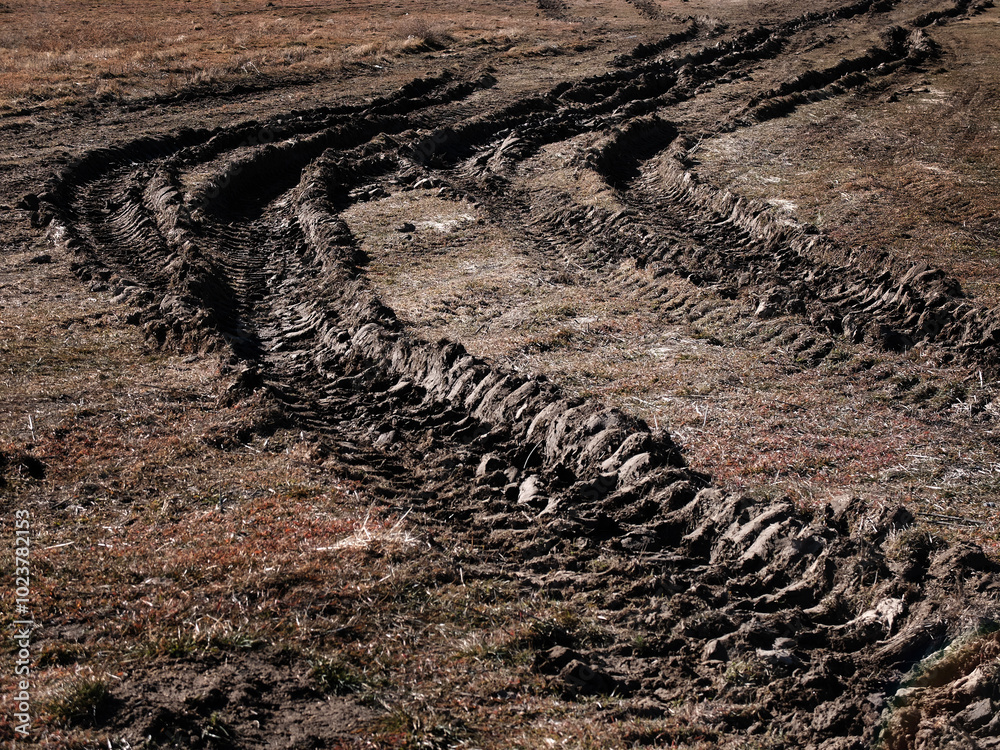 Deep Tire Ruts or Tracks in Mud Driving Path Through Wet Field Stock ...