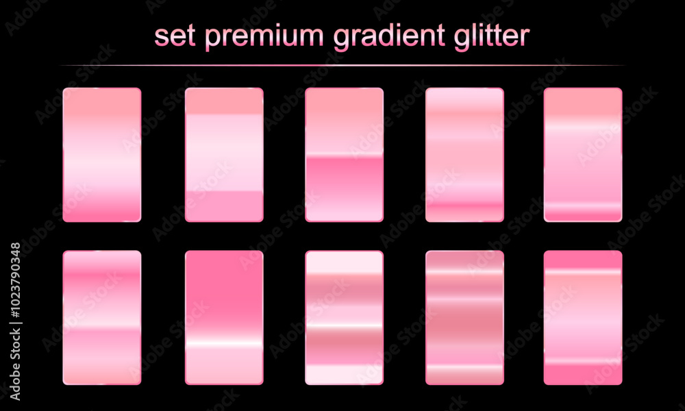 Premium pink glitter gradient set. Set of metallic, festive, soft ...